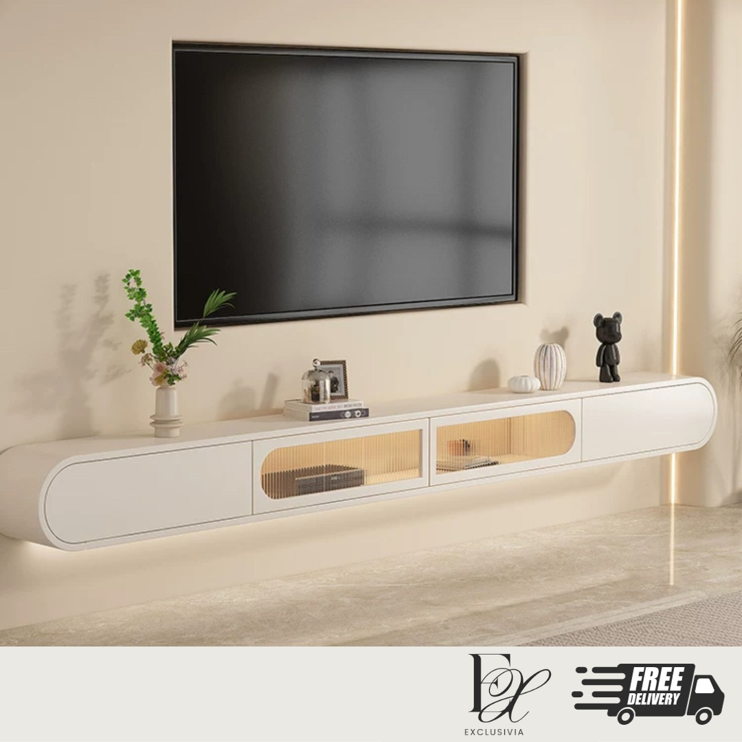 Wall-hung TV console with curved edges ZEPHYR, Furniture & Home Living, Furniture, TV Consoles ...
