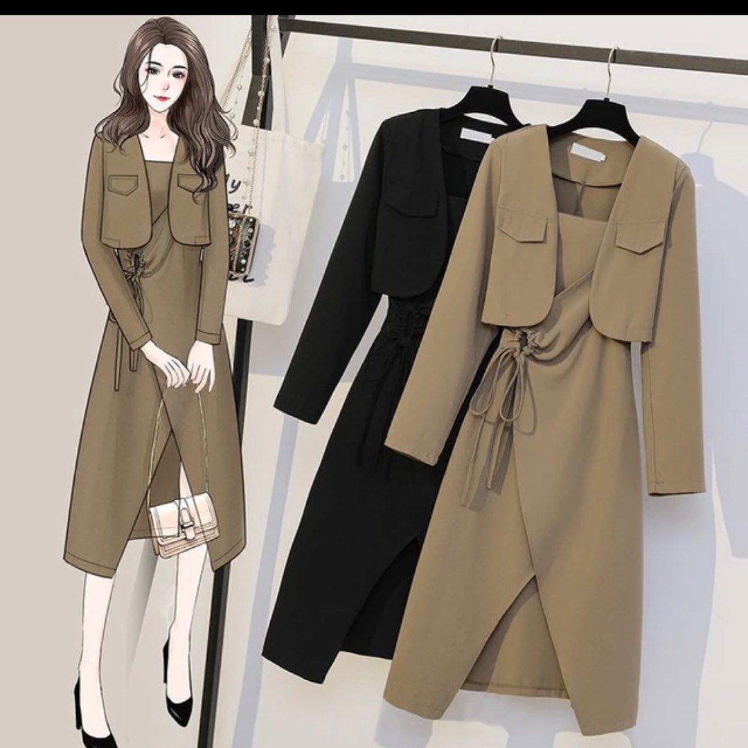 Women's Spring Autumn Short Casual Blazers Jacket Matching Set Korean ...