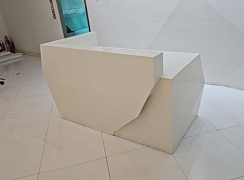 Y67AP Meja Kaunter 5 Ft Marble Counter Table Receptionist Desk White ...