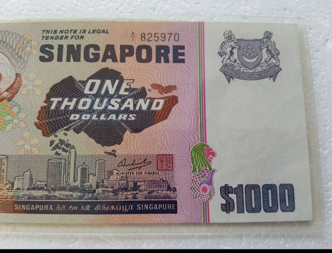 1978 Vintage Old Singapore Bird Series 1000 Dollar (1978), 500 Dollar (1976 Bird Series) & 500 ...