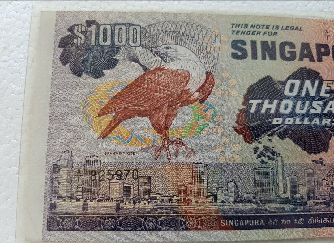 1978 Vintage Old Singapore Bird Series 1000 Dollar (1978), 500 Dollar (1976 Bird Series) & 500 ...
