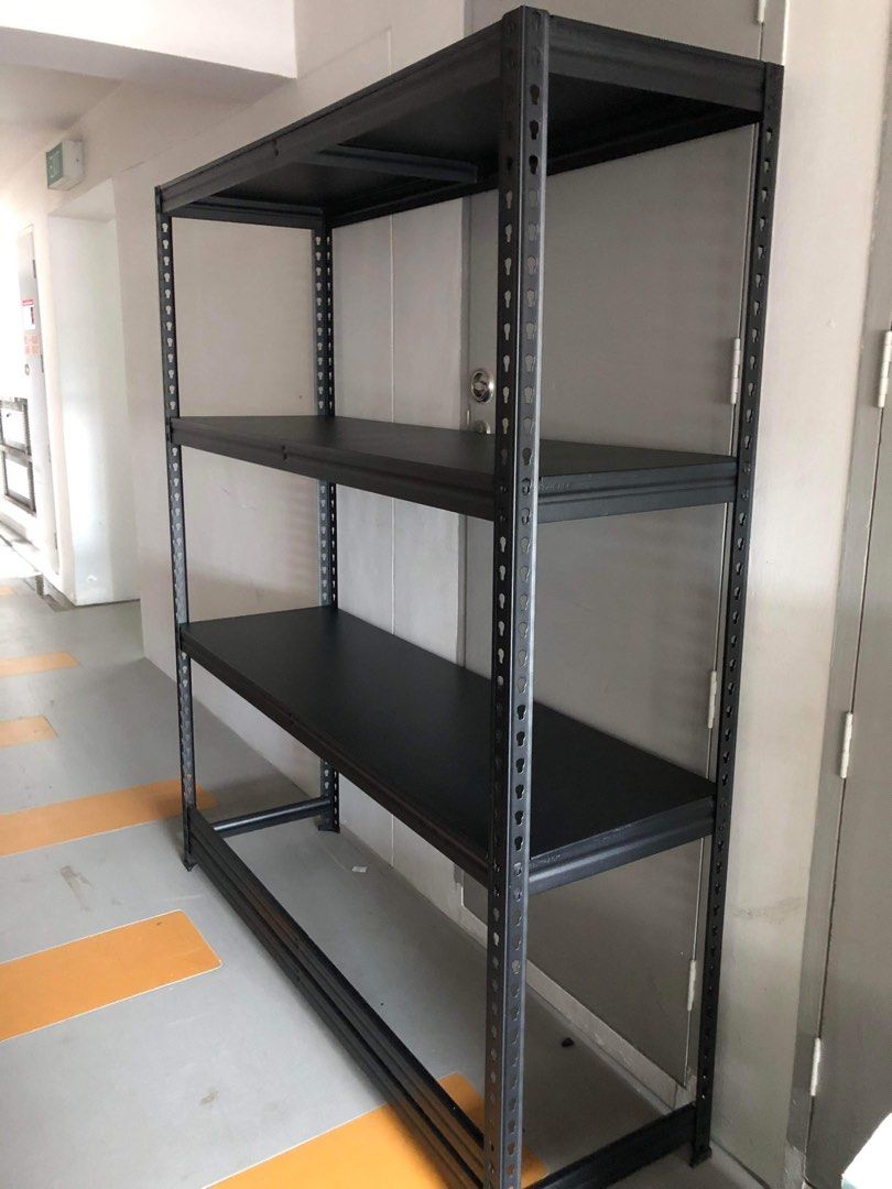 4 tier boltless rack with black metal shelves, Furniture & Home Living ...