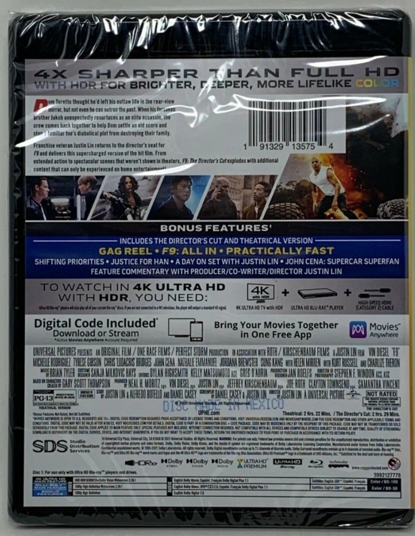 4K Blu ray / Bluray Fast & Furious : Fast 9, Hobbies & Toys, Music ...