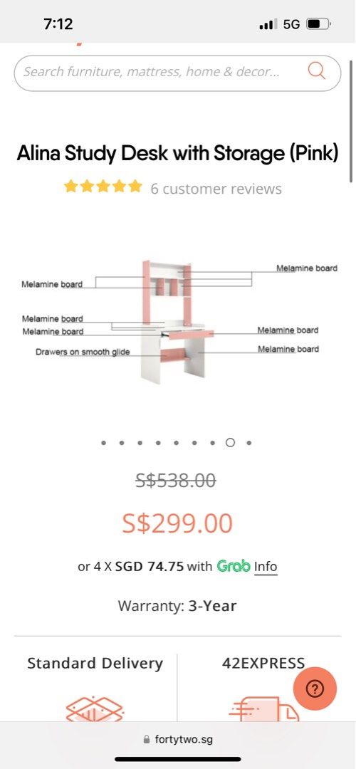 Alina study table from Forty Two sg, Furniture & Home Living, Furniture ...