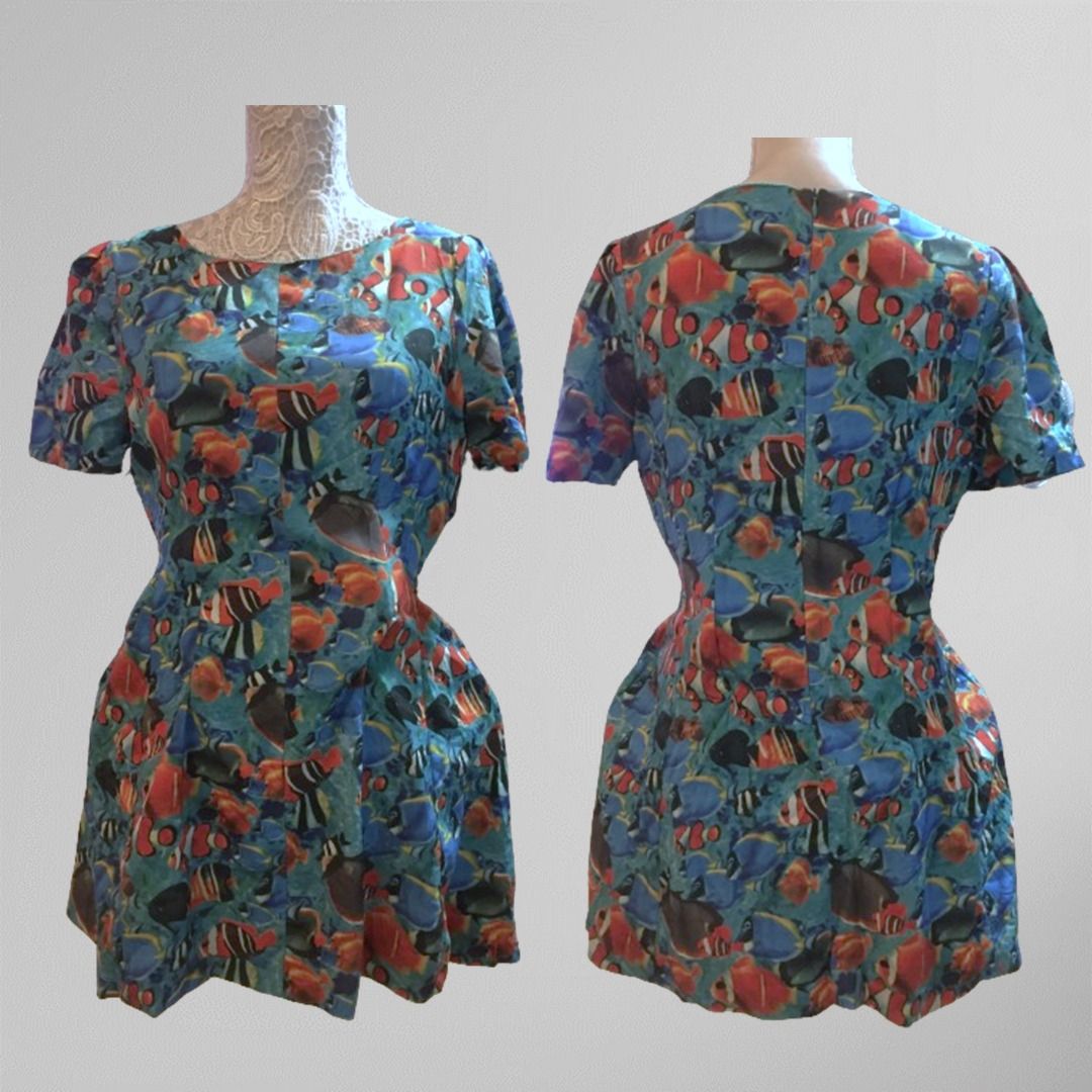 KaroLin Aquarium Dress Vaporwave Aesthetic Blue Orange Fish Ocean ...