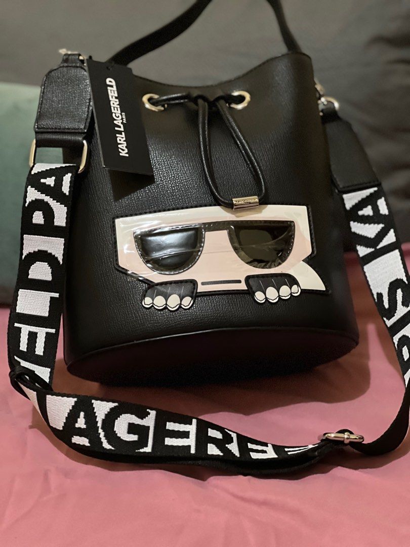 Authentic/Original KARL LAGERFELD Bucket Bag with Guitar Strap, Women's ...