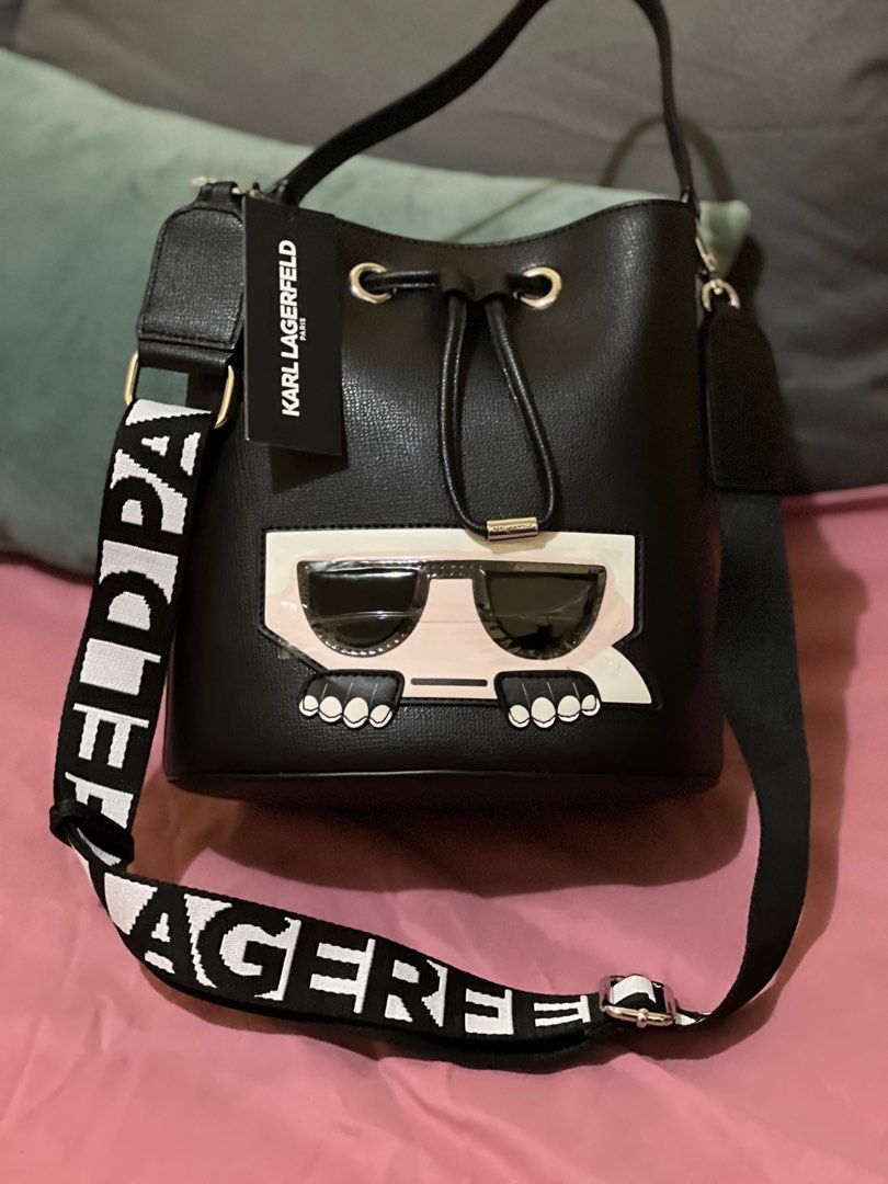 Authentic/Original KARL LAGERFELD Bucket Bag with Guitar Strap, Women's ...