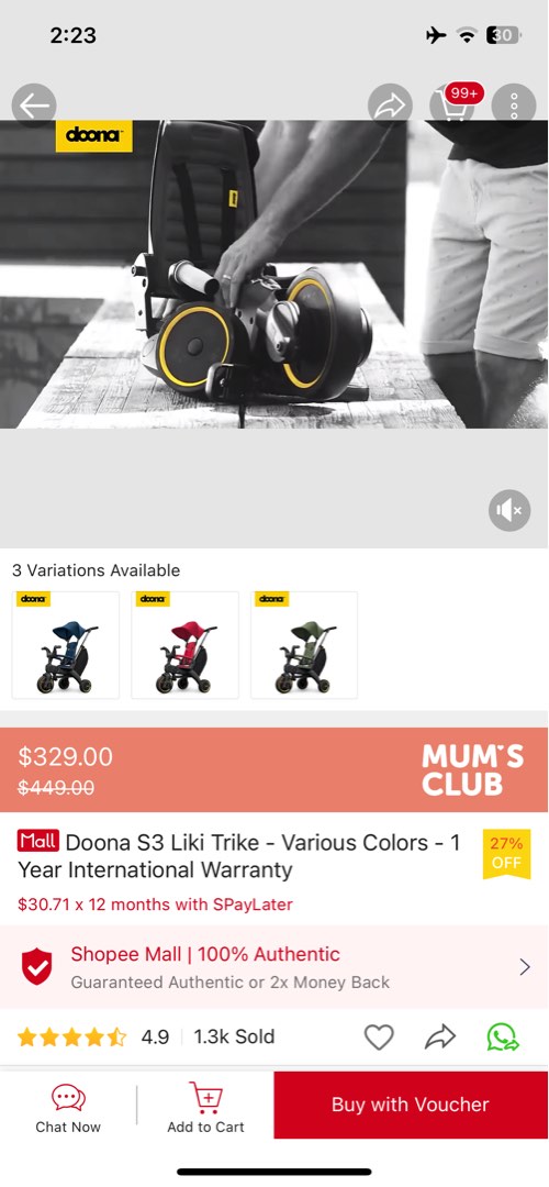 Baby Stroller Doona Liki Trike S3 brand new unopened box with all tags ...