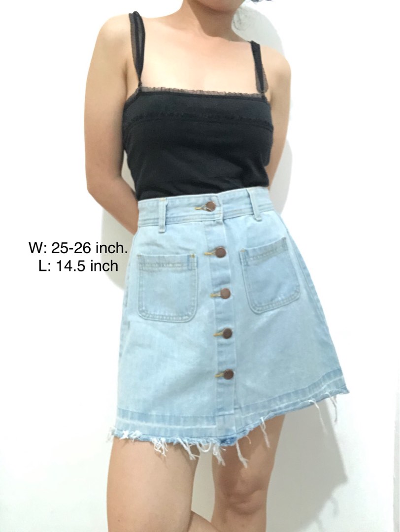 Button Down Tattered Denim Skirt, Women's Fashion, Bottoms, Skirts on ...