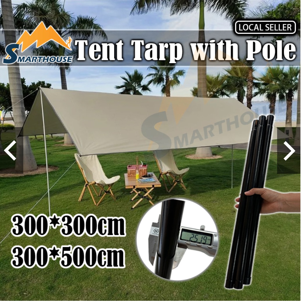 Camping Tarp Tent Shelter (with Poles), Sports Equipment, Hiking ...