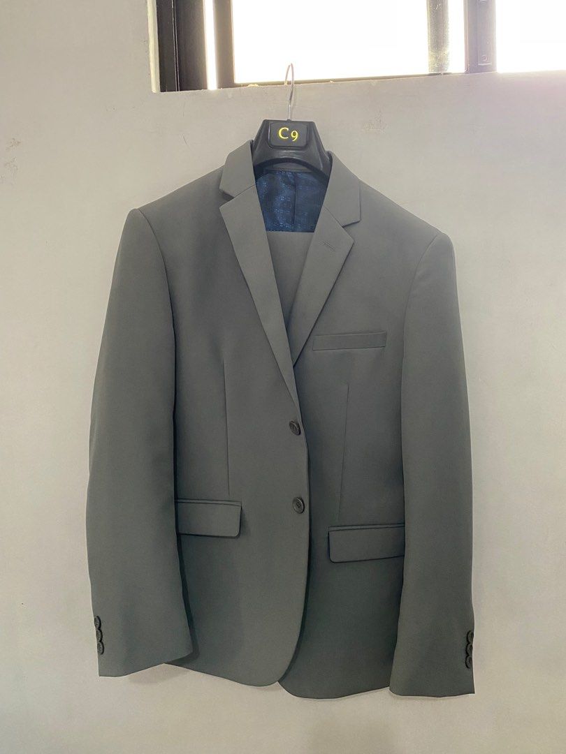 Chancellor 9000 Coat (L) and Slacks (34) - Light Grey, Men's Fashion ...