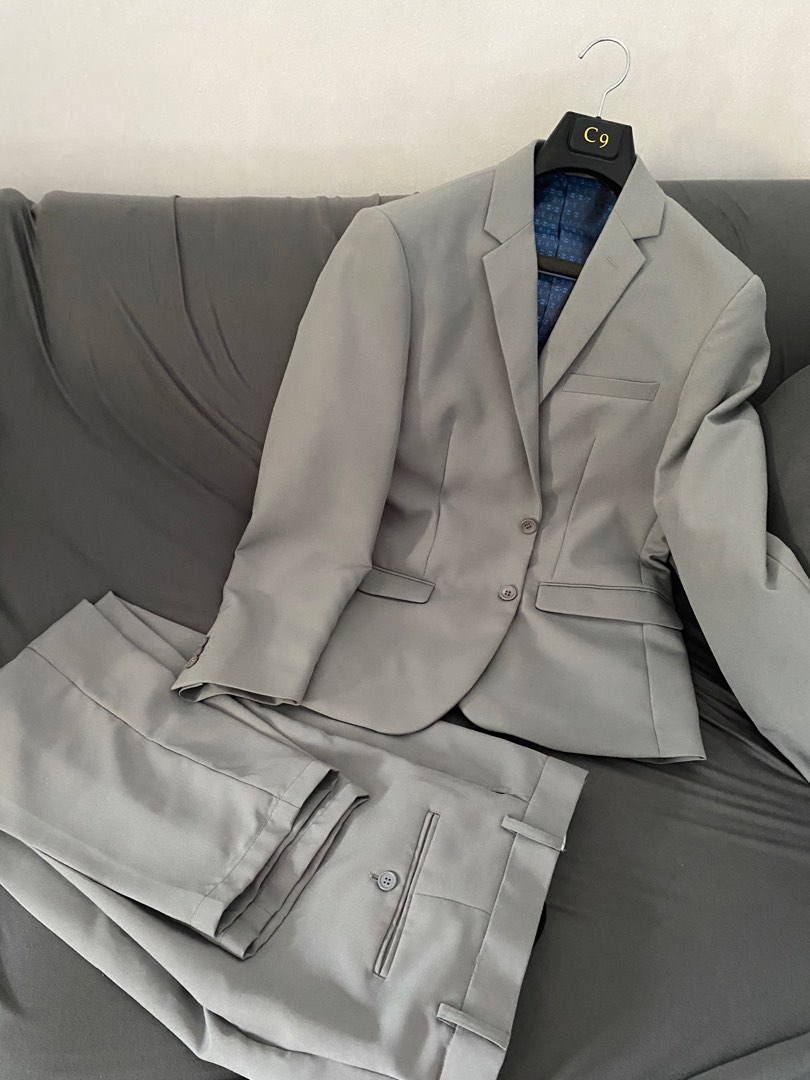 Chancellor 9000 Coat (L) and Slacks (34) - Light Grey, Men's Fashion ...