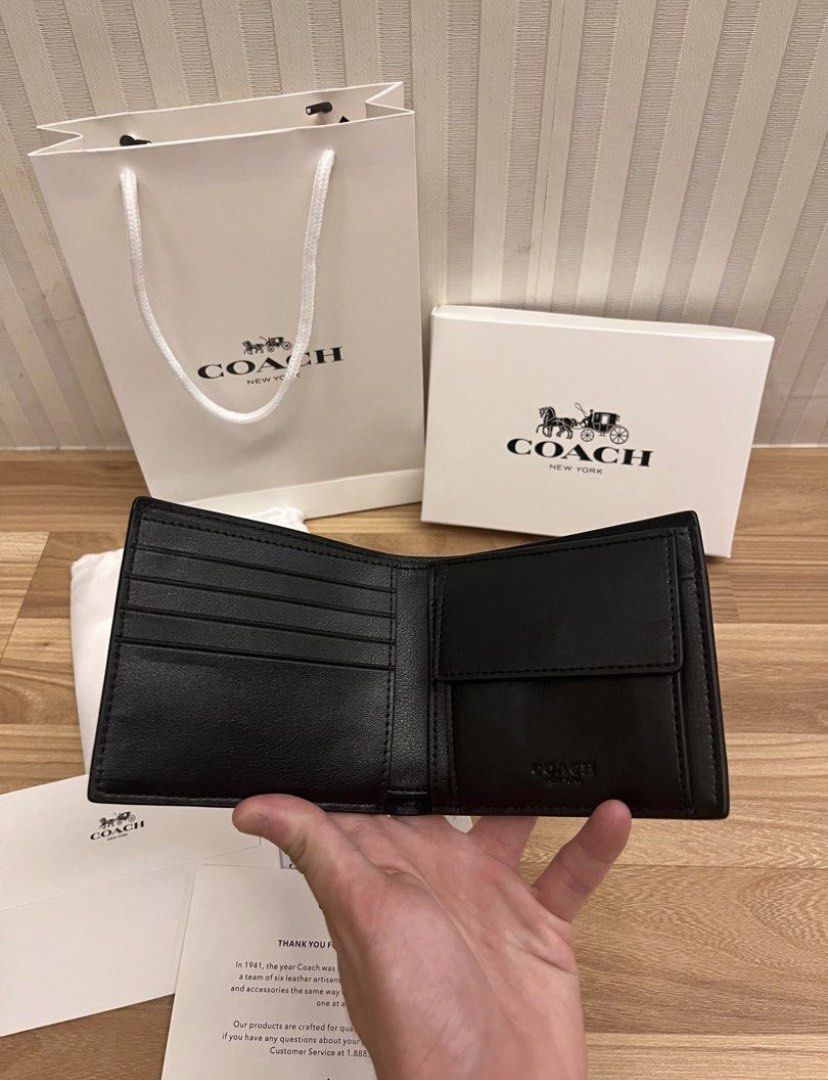 Coach men Wallet with coin pouch, Luxury, Bags & Wallets on Carousell