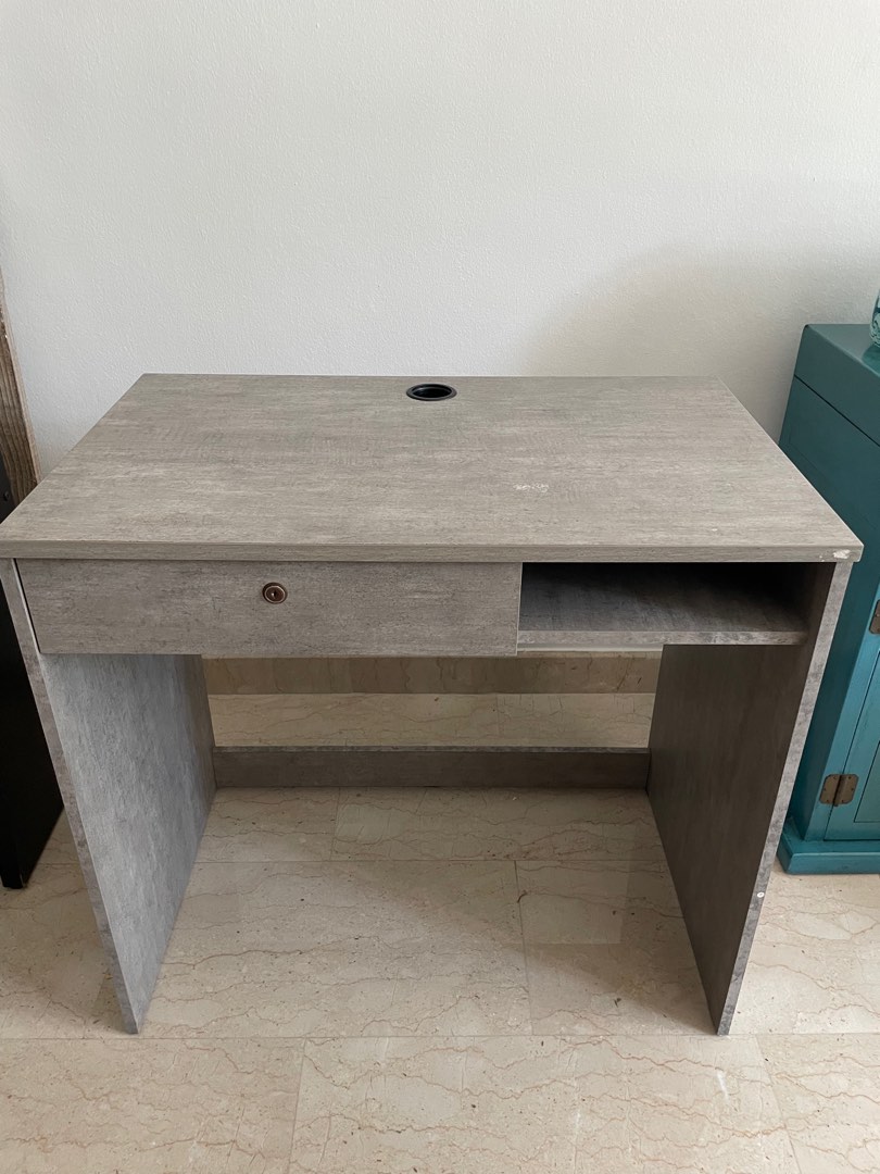 Concrete Grey Study/Computer Desk, Furniture & Home Living, Furniture, Tables & Sets on Carousell