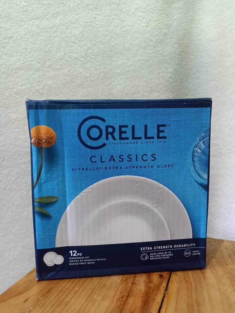 Corelle Winter Frost 12-pc dinnerware set, Furniture & Home Living ...