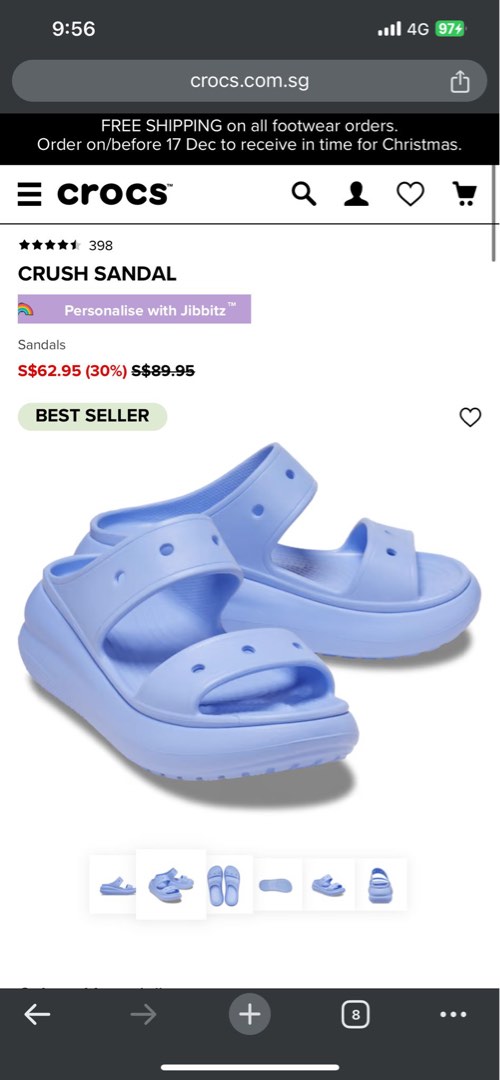 Crocs Classic Crush Sandal (moon jelly), Women's Fashion, Footwear ...
