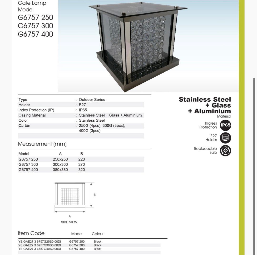 Crystal Cube Gate Light, Furniture & Home Living, Lighting & Fans ...