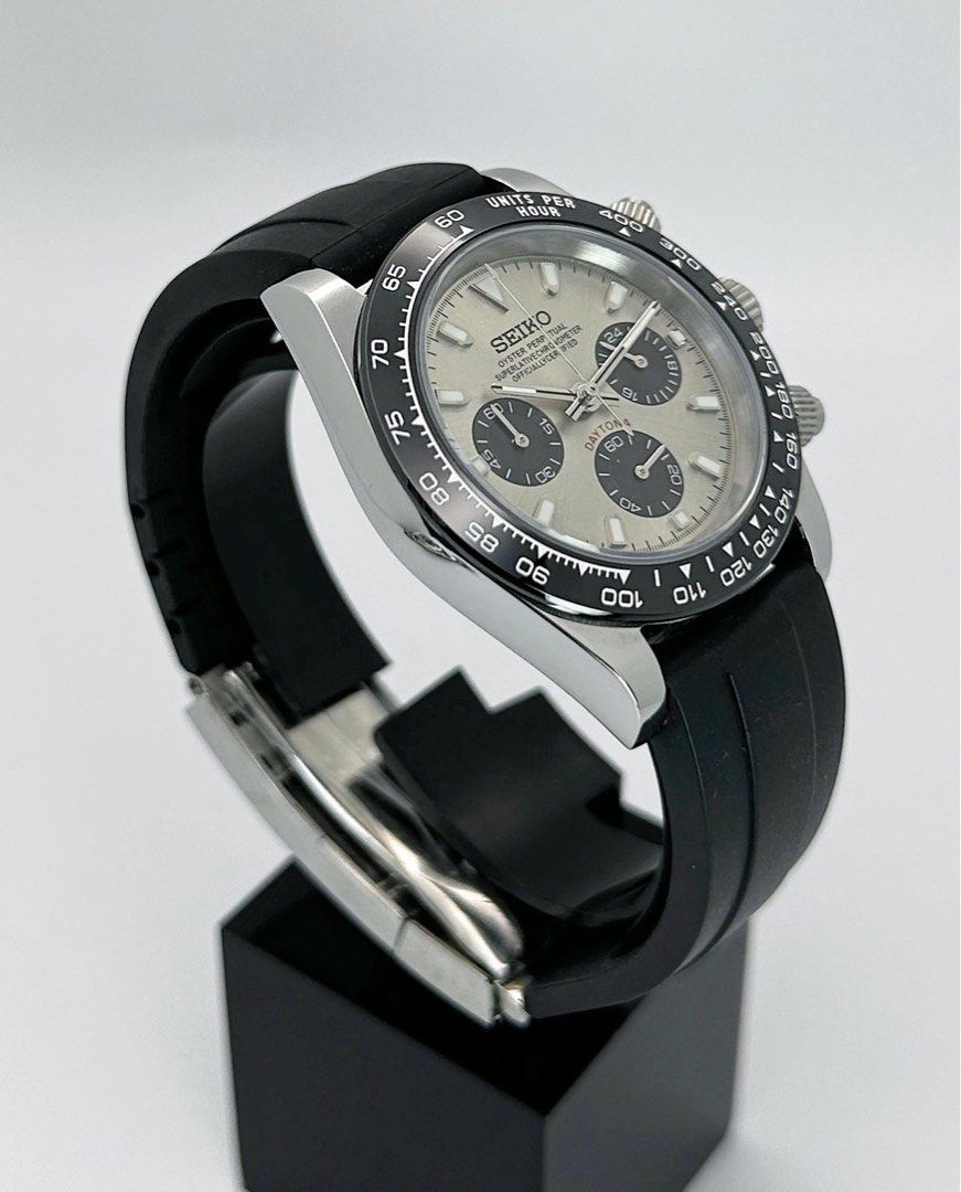 Custom Seiko Mod Rhodium Grey Daytona (Quartz) 39.5mm, Men's Fashion ...