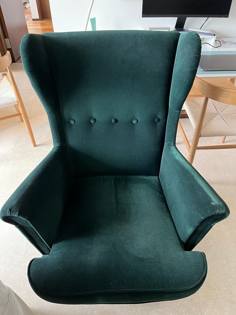 Dark green strandmon armchair ikea, Furniture & Home Living, Furniture ...