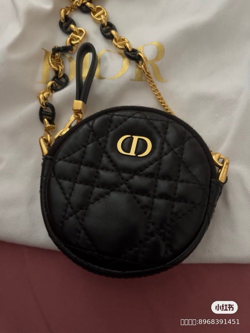 dior caro round pouch, Women's Fashion, Bags & Wallets, Clutches on ...