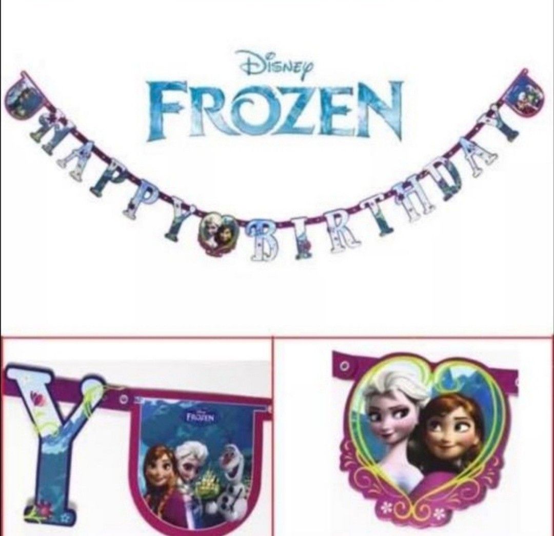 Disney Frozen Party Banner Happy Birthday Bunting Garland Elsa Anna ...