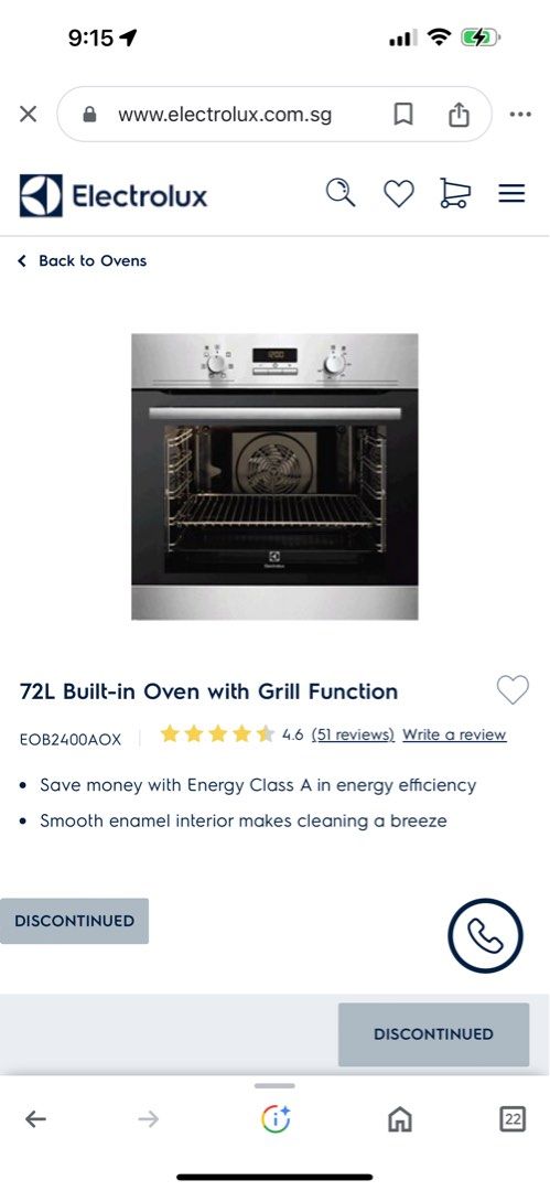Electrolux eob2400aox build in oven, TV & Home Appliances, Kitchen Appliances, Ovens & Toasters ...