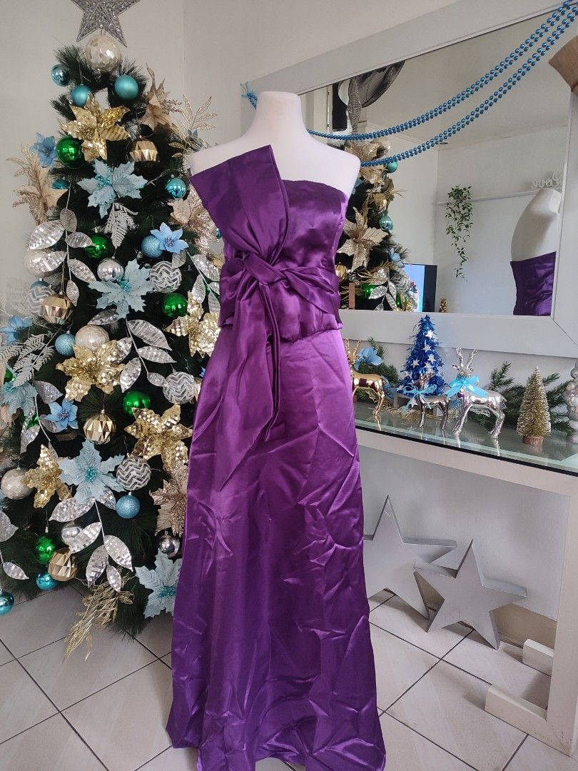 Elegant Purple Silk Gown, Women's Fashion, Dresses & Sets, Evening ...