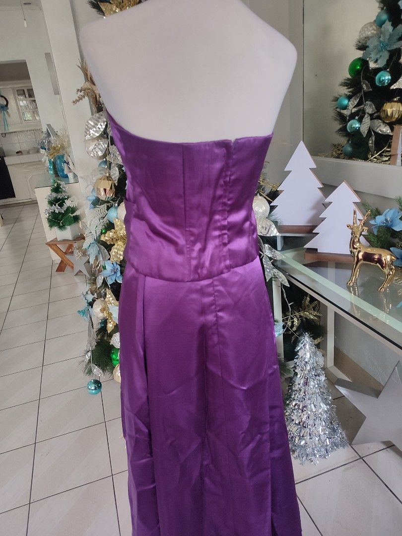 Elegant Purple Silk Gown, Women's Fashion, Dresses & Sets, Evening ...