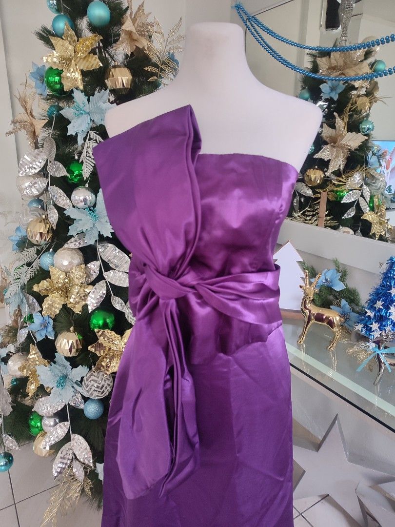 Elegant Purple Silk Gown, Women's Fashion, Dresses & Sets, Evening ...