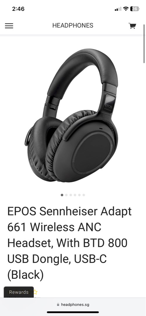 EPOS Sennheiser Adapt 661 Wireless ANC Headset, With BTD 800 USB Dongle ...