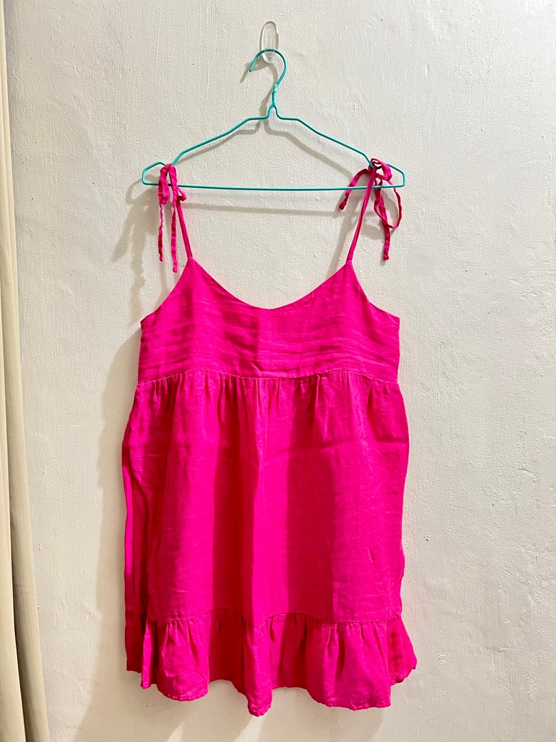 EUC Hot Pink Zara Linen Dress, Women's Fashion, Dresses & Sets, Dresses ...