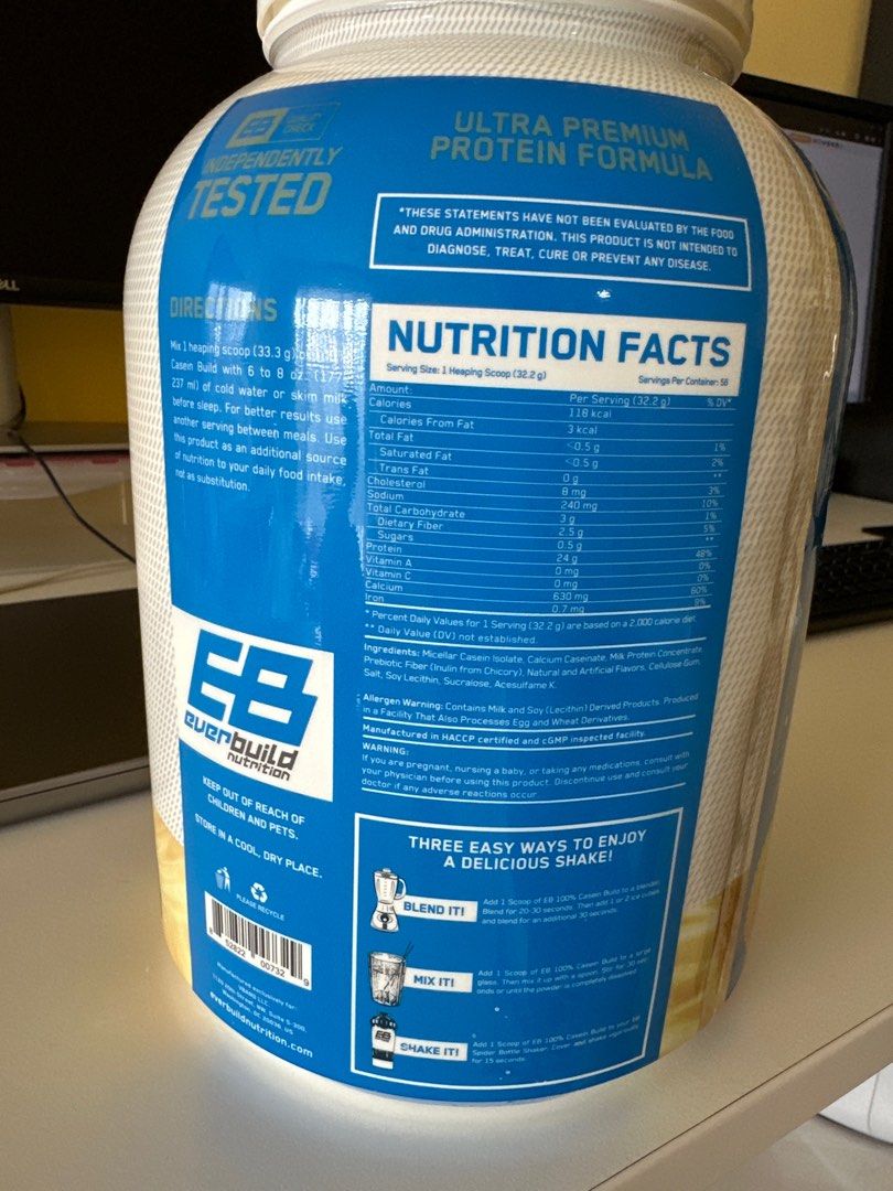 Everbuild Nutrition 100% CASEIN protein 1.6kg French Vanilla multi ...