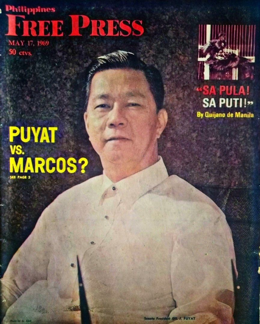 (EXTREMELY RARE) 1969 " GIL PUYAT vs. MARCOS?" Philippines Free Press ...