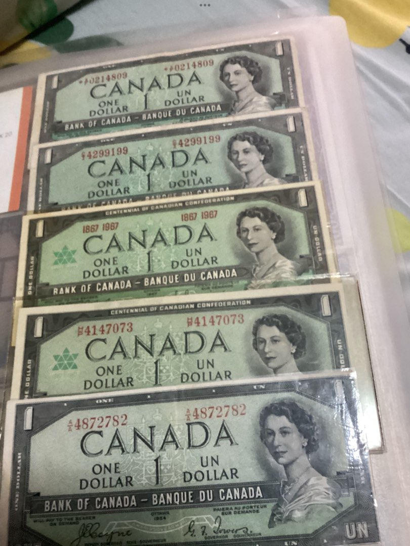 Five Different Types $1 Canada Notes, Hobbies & Toys, Memorabilia ...
