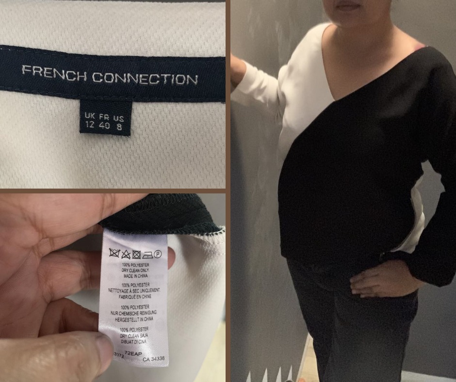 French Connection Asymmetric Black & White Blouse, Women's Fashion ...