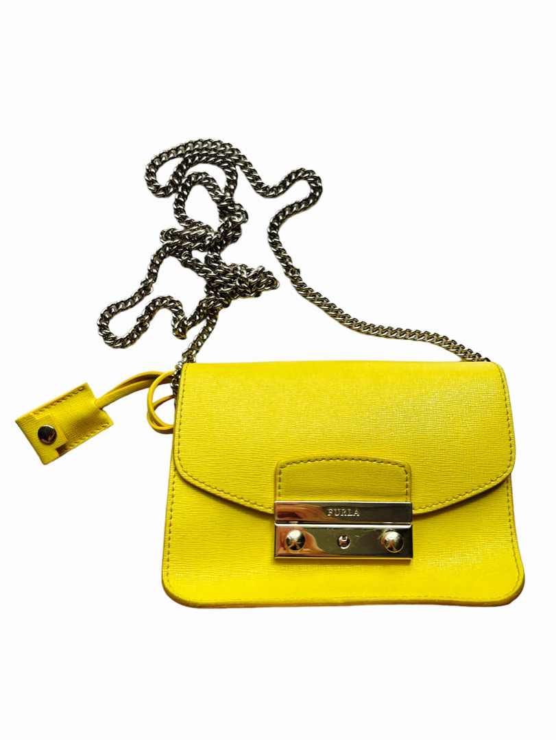 Furla Julia Yellow Mini Crossbody Bag, Luxury, Bags & Wallets on Carousell