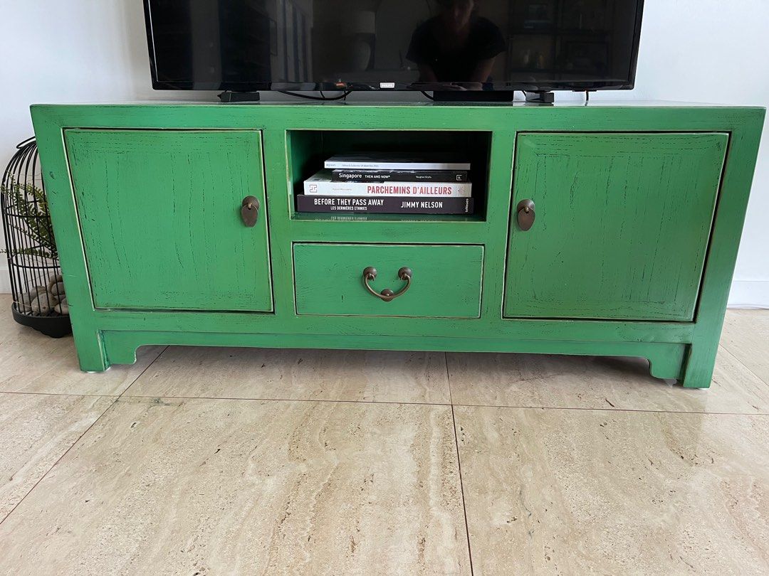 Green Chinese Tv console, Furniture & Home Living, Furniture, TV ...