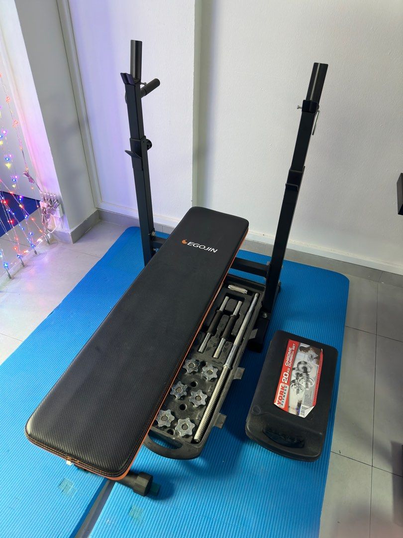 Gym Bench + 30kg Weights + 20kg Weights, Sports Equipment, Exercise ...