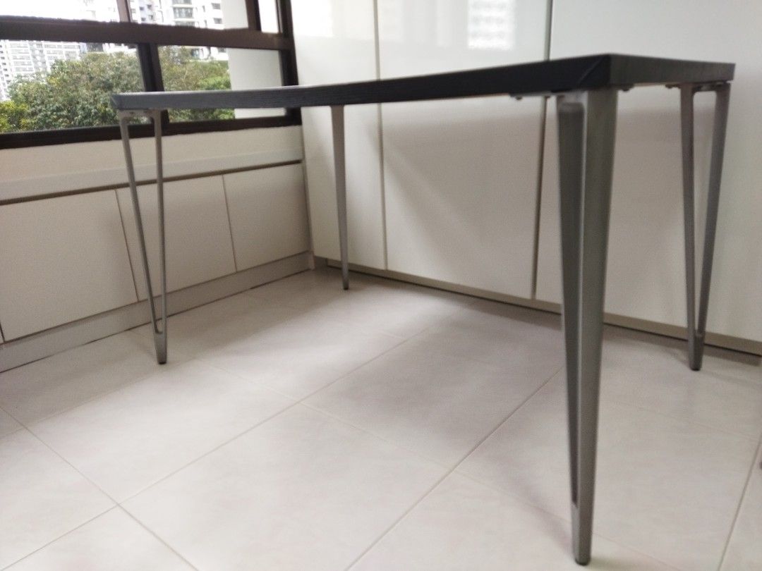 IKEA study computer desk writing table stainless steel wrought iron ...