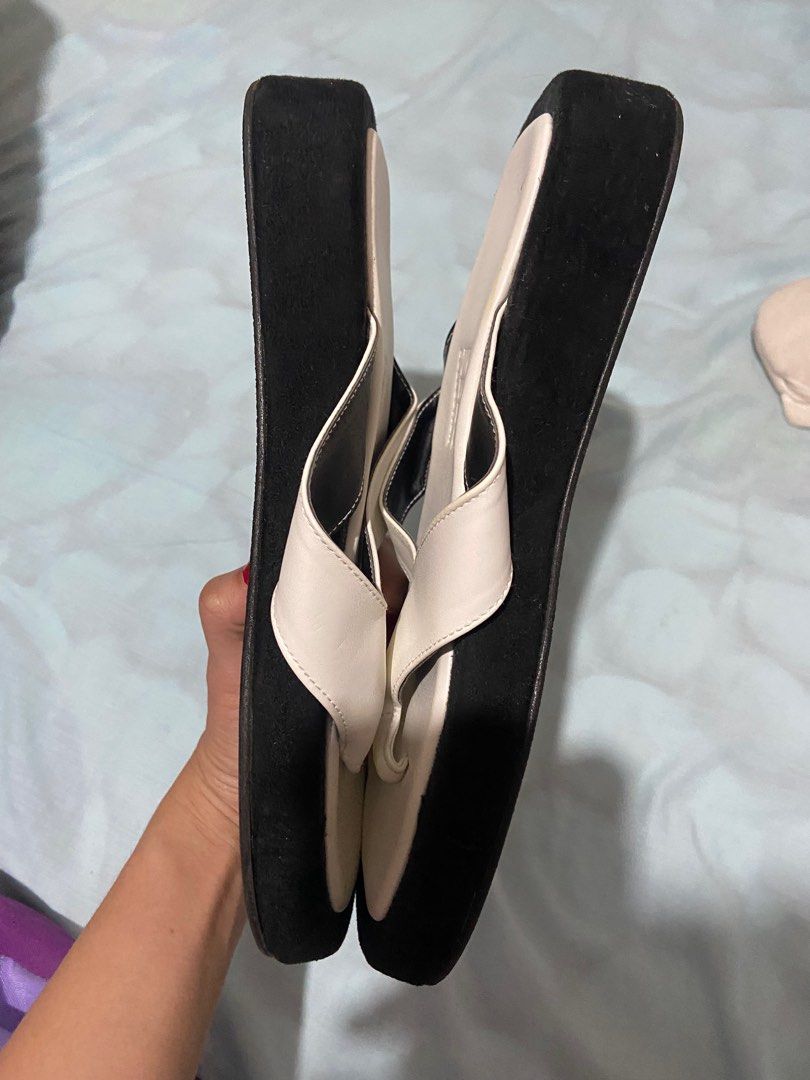 Kees Black/White Thong Platform Sandals, Women's Fashion, Footwear ...