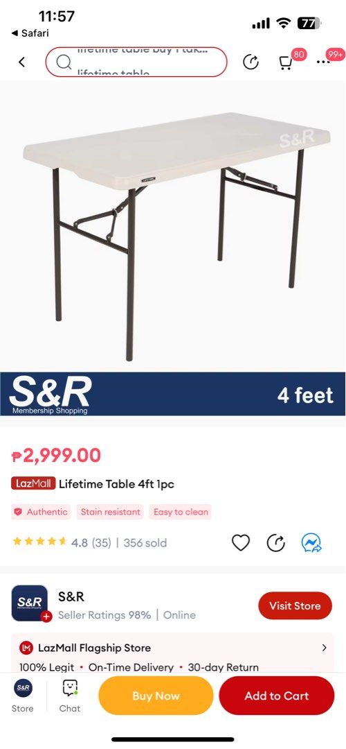 Lifetime table 4ft, Furniture & Home Living, Furniture, Tables & Sets ...