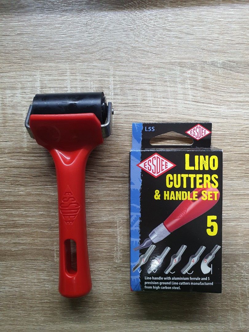 Lino cutters and handle + lino print roller, Hobbies & Toys, Stationery ...