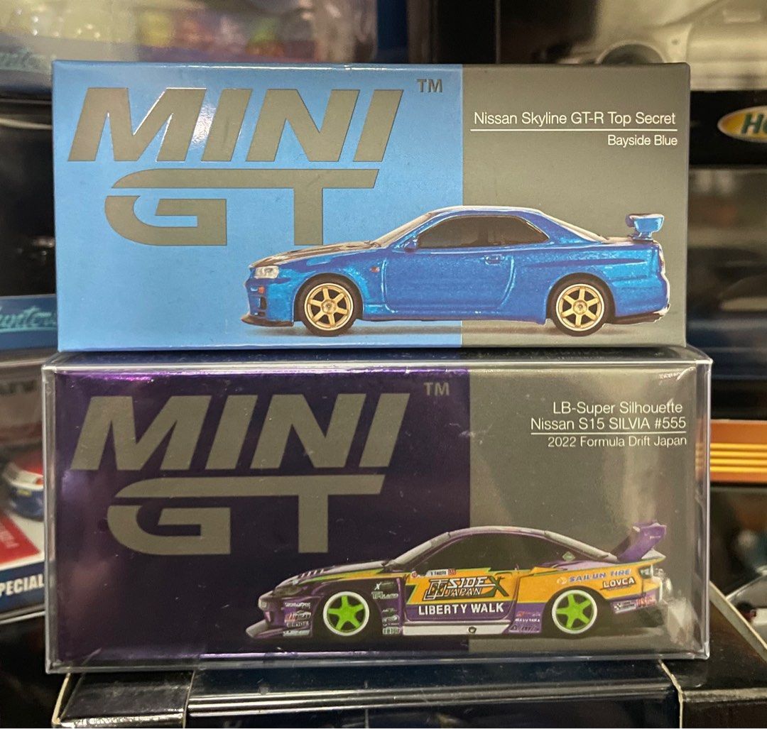 Lot Mini GT Nissan Skyline GTR R34 Top Secret & Nissan S15 Silvia LB ...