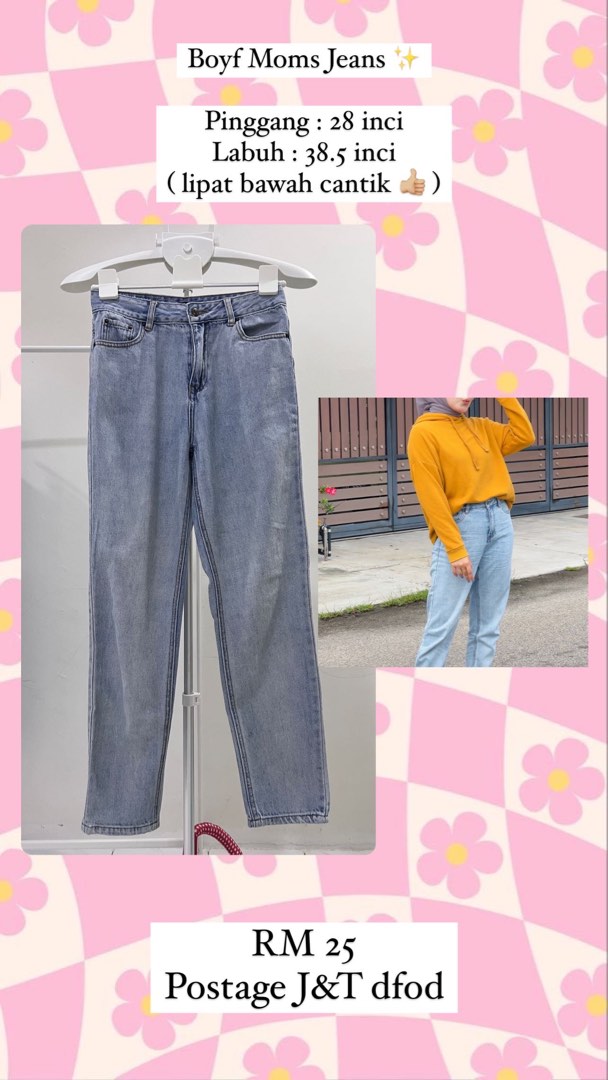 Moms Jeans, Women's Fashion, Bottoms, Jeans & Leggings on Carousell