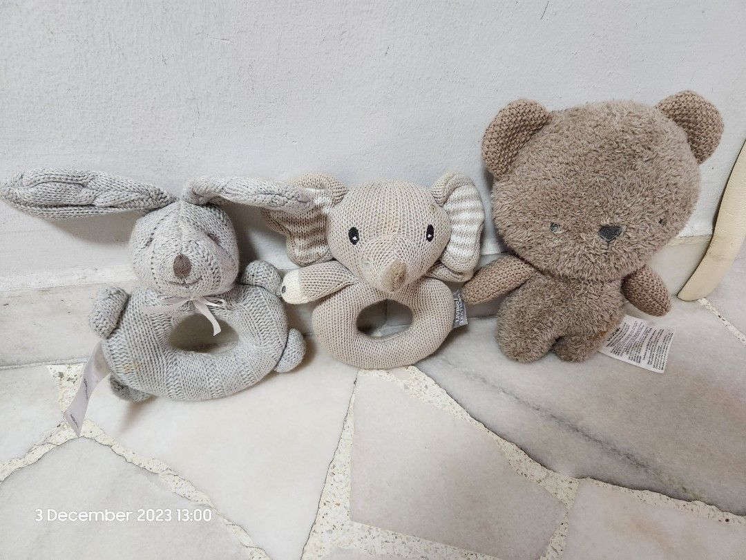 Muji theme neutral tone Soft Toy bundle Teddy bear elephant rabbit ...