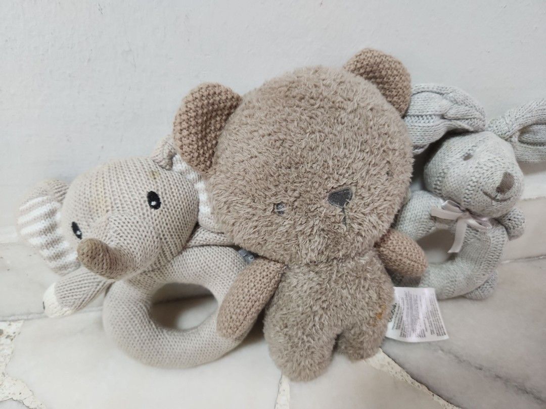 Muji theme neutral tone Soft Toy bundle Teddy bear elephant rabbit ...