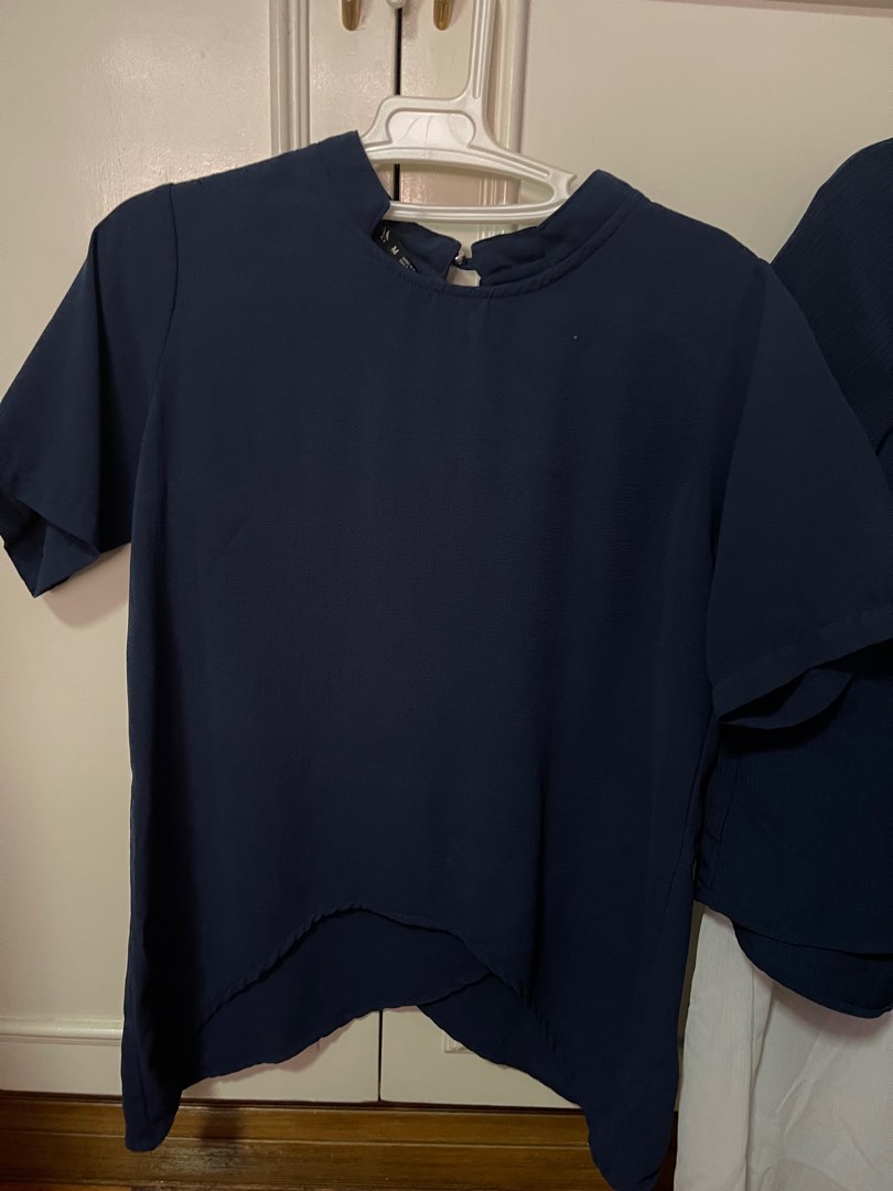 Navy Blue Juana Workday Top, Women's Fashion, Tops, Blouses on Carousell