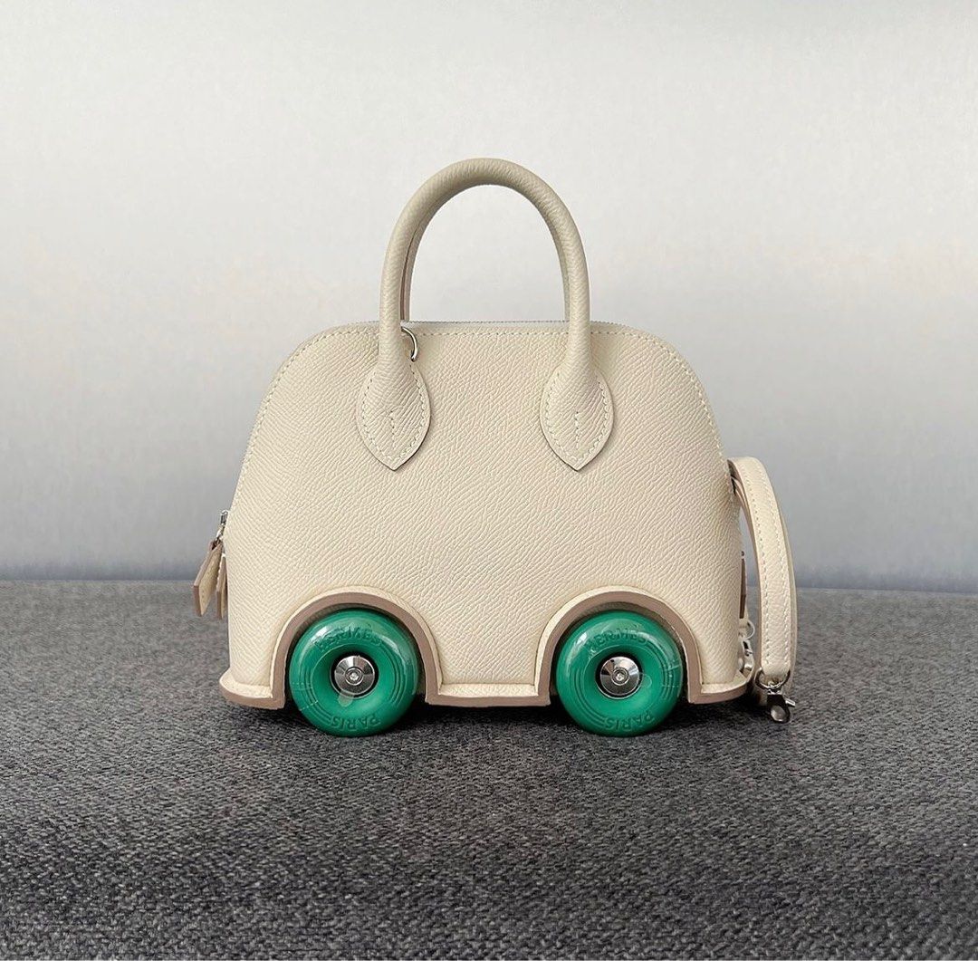 NEW Hermes Bolide on Wheels Mini Craie/Vert Vertigo Epsom Phw, Luxury ...