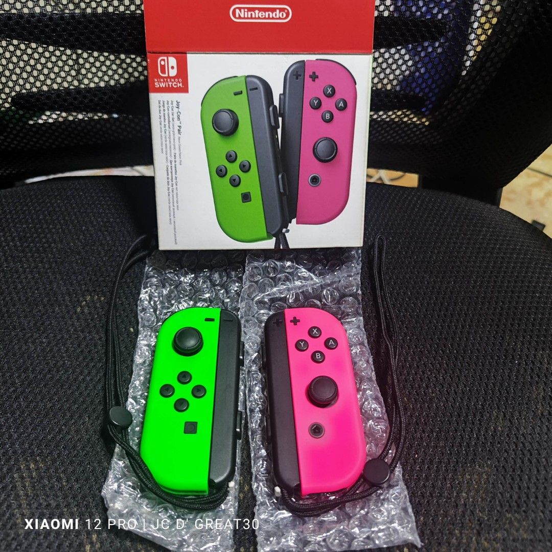 Nintendo Switch Joycon neon Green & pink Good as new, Video Gaming ...