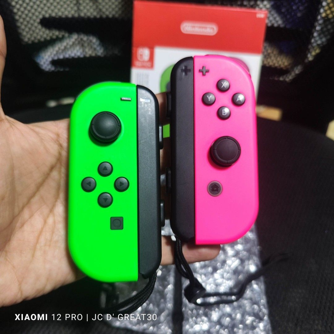 Nintendo Switch Joycon neon Green & pink Good as new, Video Gaming ...